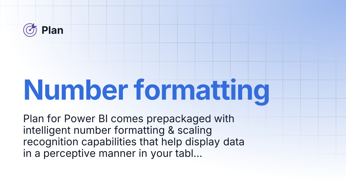 Number formatting | Plan